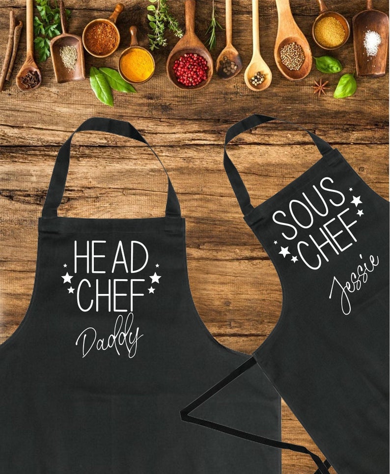 Personalised Father & Child Personalised Apron Set Black – The ...